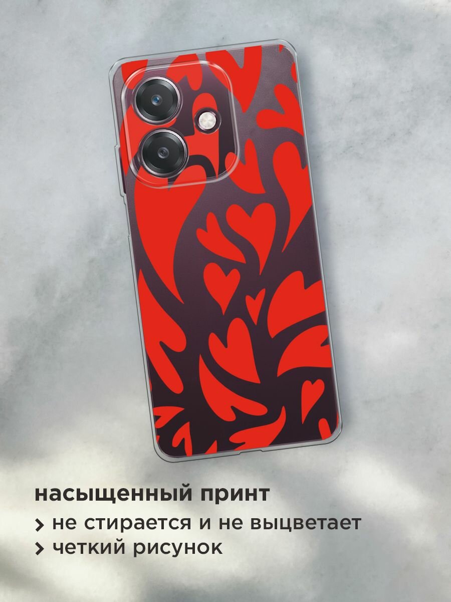 Чехол на Oppo A3/A3x / Оппо А3/A3x с принтом "Crazy hearts 2 - 14 февраля", прозрачный — фото 1