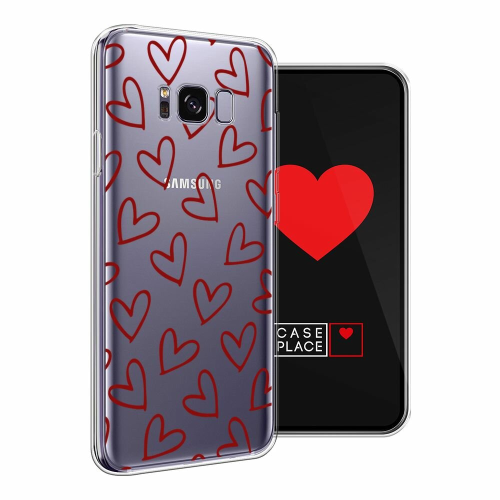 Чехол на Samsung Galaxy S8 + / Самсунг Галакси С8 Плюс с принтом "Little hearts doodles 2 - 14 февраля", прозрачный — фото 1