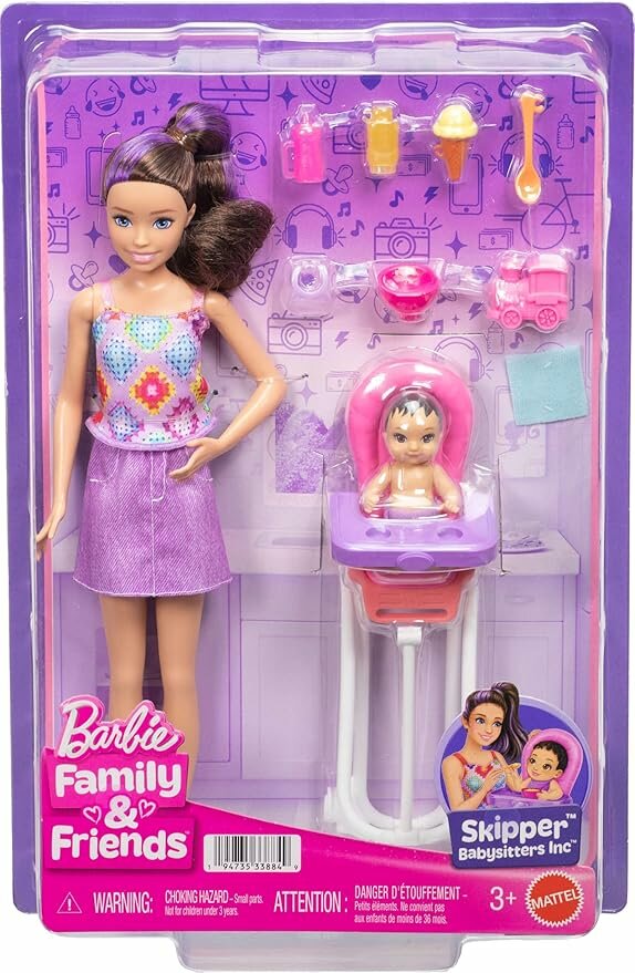 Игровой набор Mattel Barbie Family & Friends - Барби Скипер Skipper Babysitters c пупсом и аксессуарами- Барби JJB44