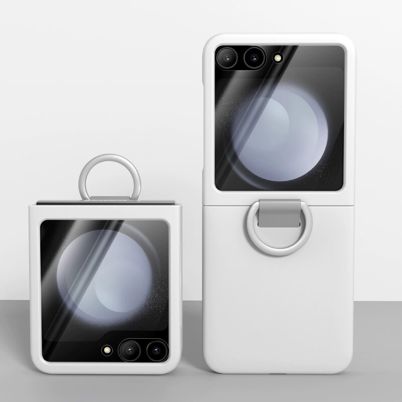 Силиконовый чехол для Samsung W25 Flip с кольцом и матовой поверхностью, белый