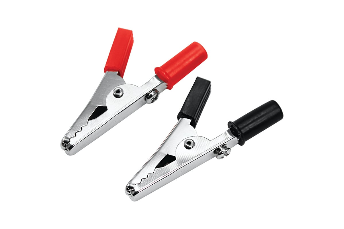 Зажим-крокодил Rexant, 55 мм, красный/черный {16-0006} (2 шт/упак)