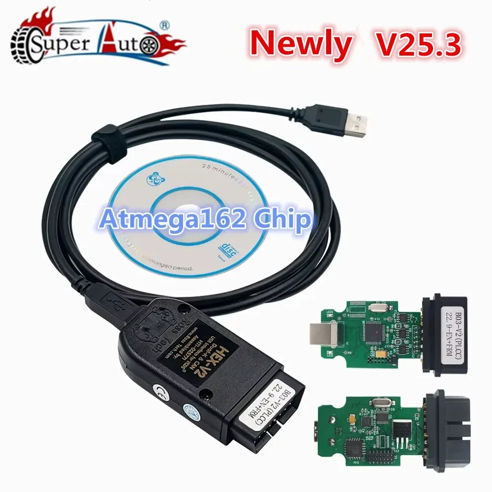 Лучший V25.3 VAGCOM для Vag Hex V2 USB-кабель 24,7 VAG-COM Atmega162 Чипсет OBD2 Russian English