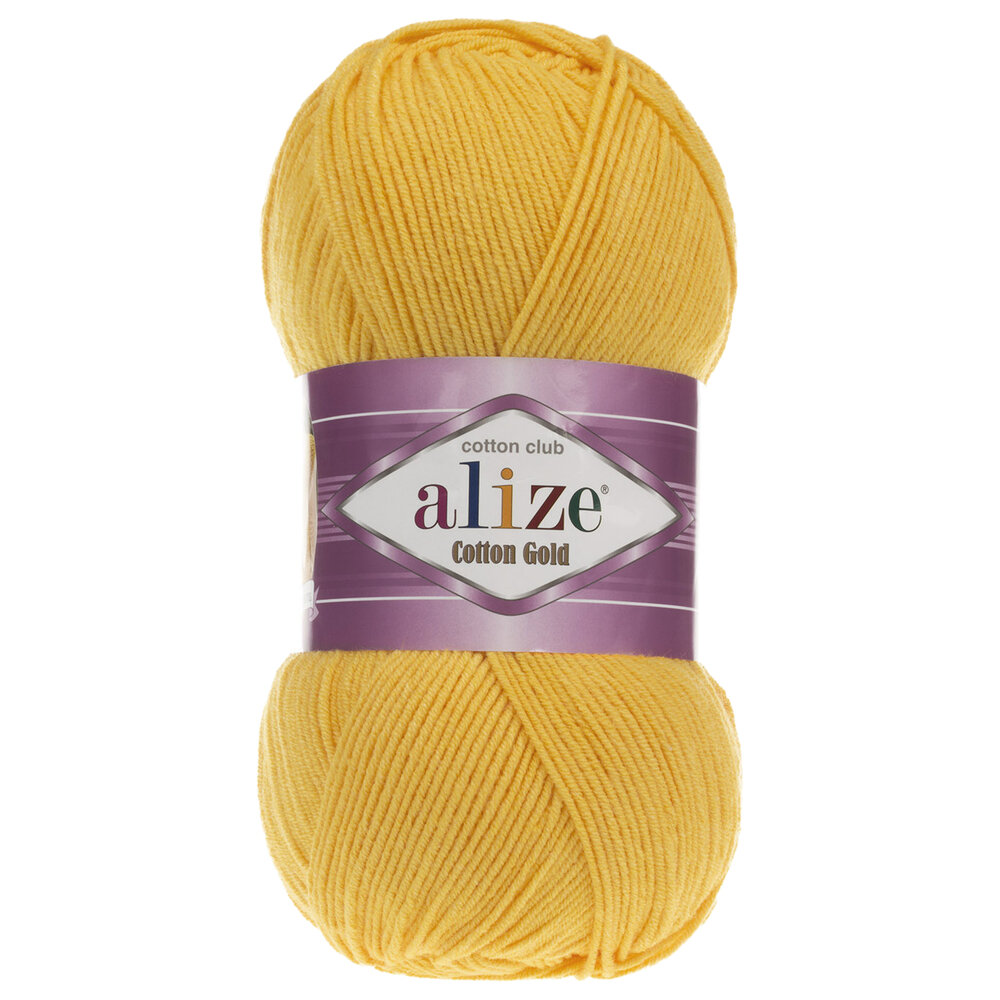 Пряжа для вязания Alize Cotton gold 216 желтый 1 моток 100 гр/330 м 55% хлопок, 45% акрил