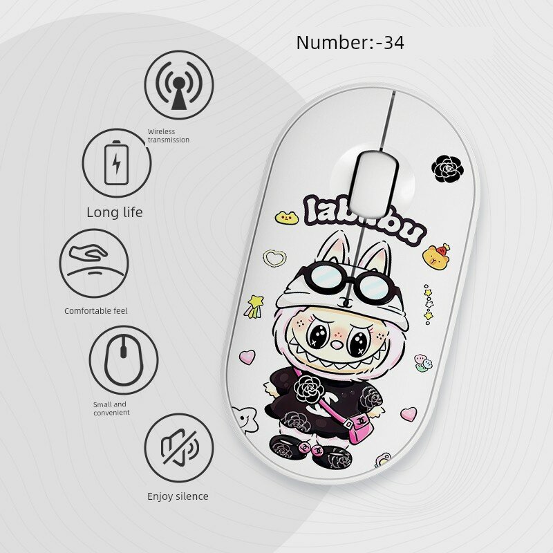 Беспроводная мышь Labubu для ноутбуков, Bluetooth, бесшумная, для офиса, подходит для Apple Mac Pro, iPad, Huawei, Shu