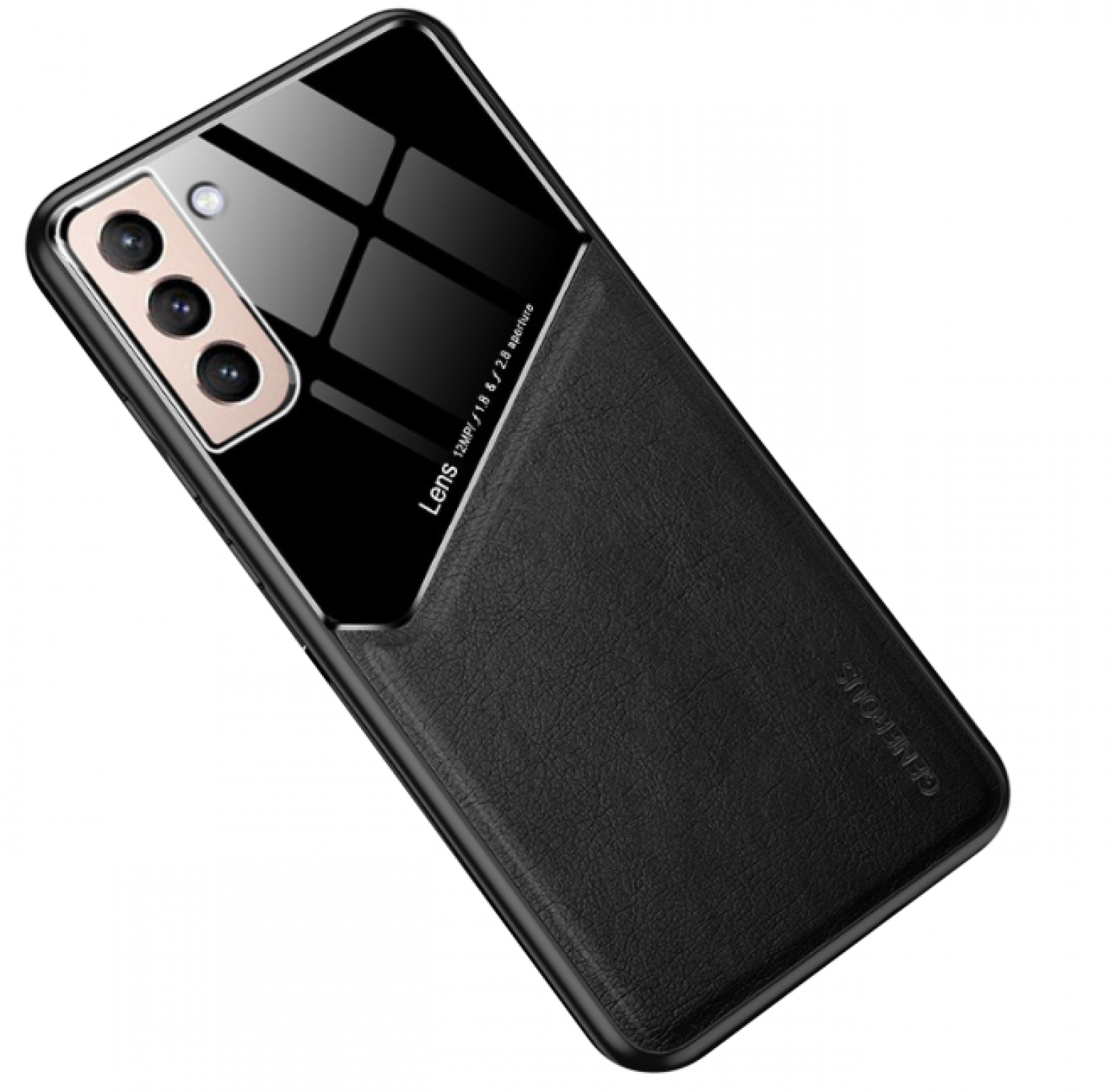Чехол MyPads для Samsung Galaxy S21 с силиконовой основой и стеклянной вставкой, черный