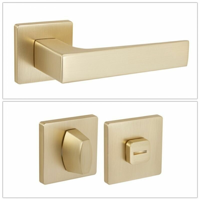 Ручка дверная межкомнатная Fuaro RED_LINE_SL_SSG-39_W, сатинированное золото (ручка + завертка WC)