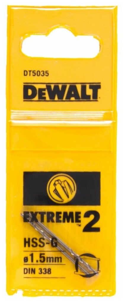 Сверло по металлу DeWalt Ф 1.5 DT5035 (2шт в блистере)