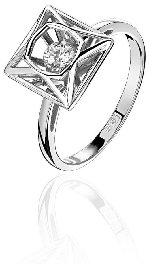 Кольцо, белое золото, 585 проба, родирование, фианит