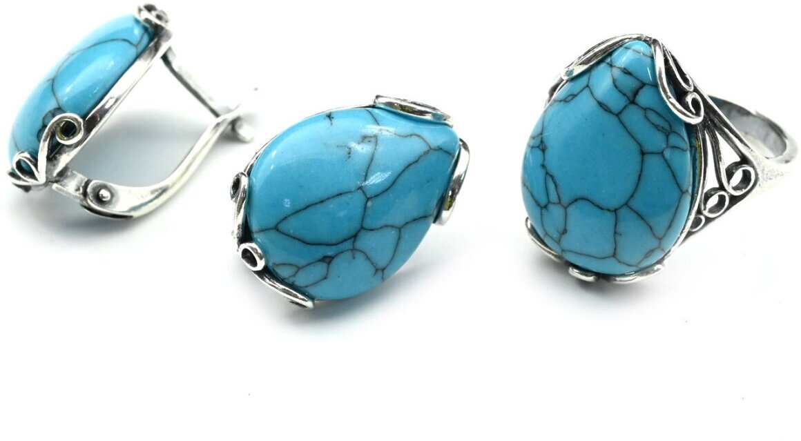 Комплект бижутерии, бирюза
