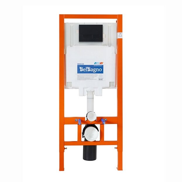 Инсталляция для унитаза BelBagno BB002-80 с кнопкой BB012-MR-NERO. M черный матовый