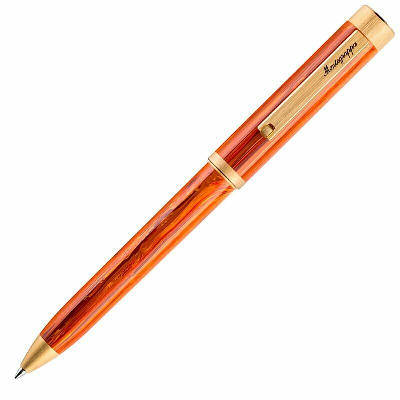 Шариковая ручка Montegrappa Zero Zodiac Leo (Лев) Yellow Gold IP Steel. Артикул ZZ-LEO-BP