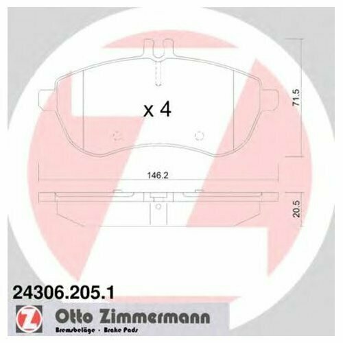 Колодки тормозные дисковые Zimmermann арт. 24306.205.1