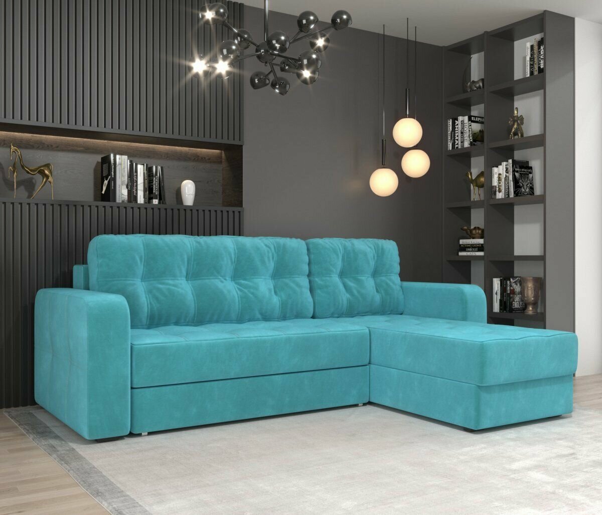Диван угловой Лаки бирюзовый