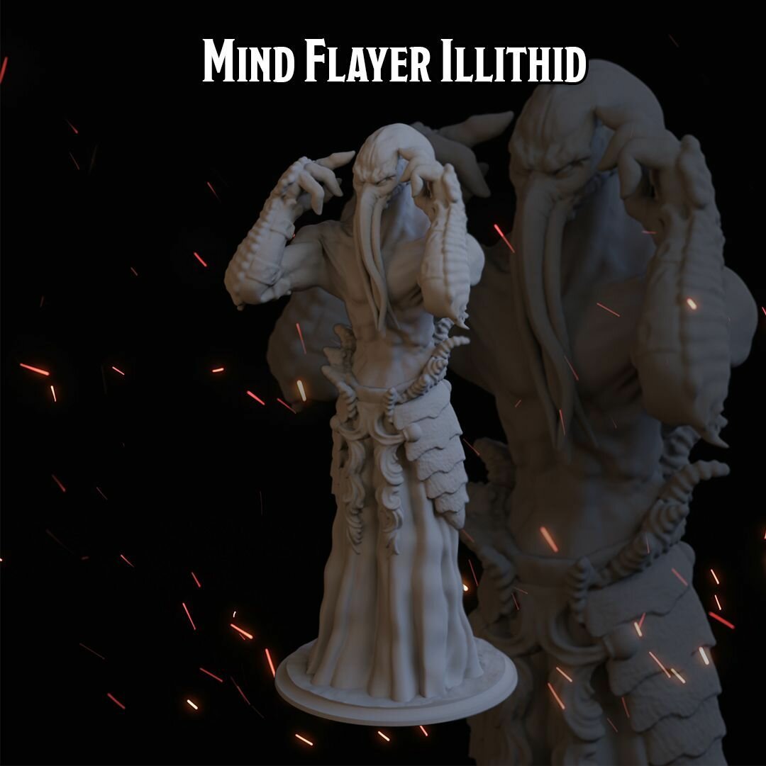 Иллитид Свежеватель разума 53,2мм фигурки/миниатюры (ДнД, DnD, D&D, Dungeons & Dragons, Pathfinder, Подземелья и Драконы, Wargames)