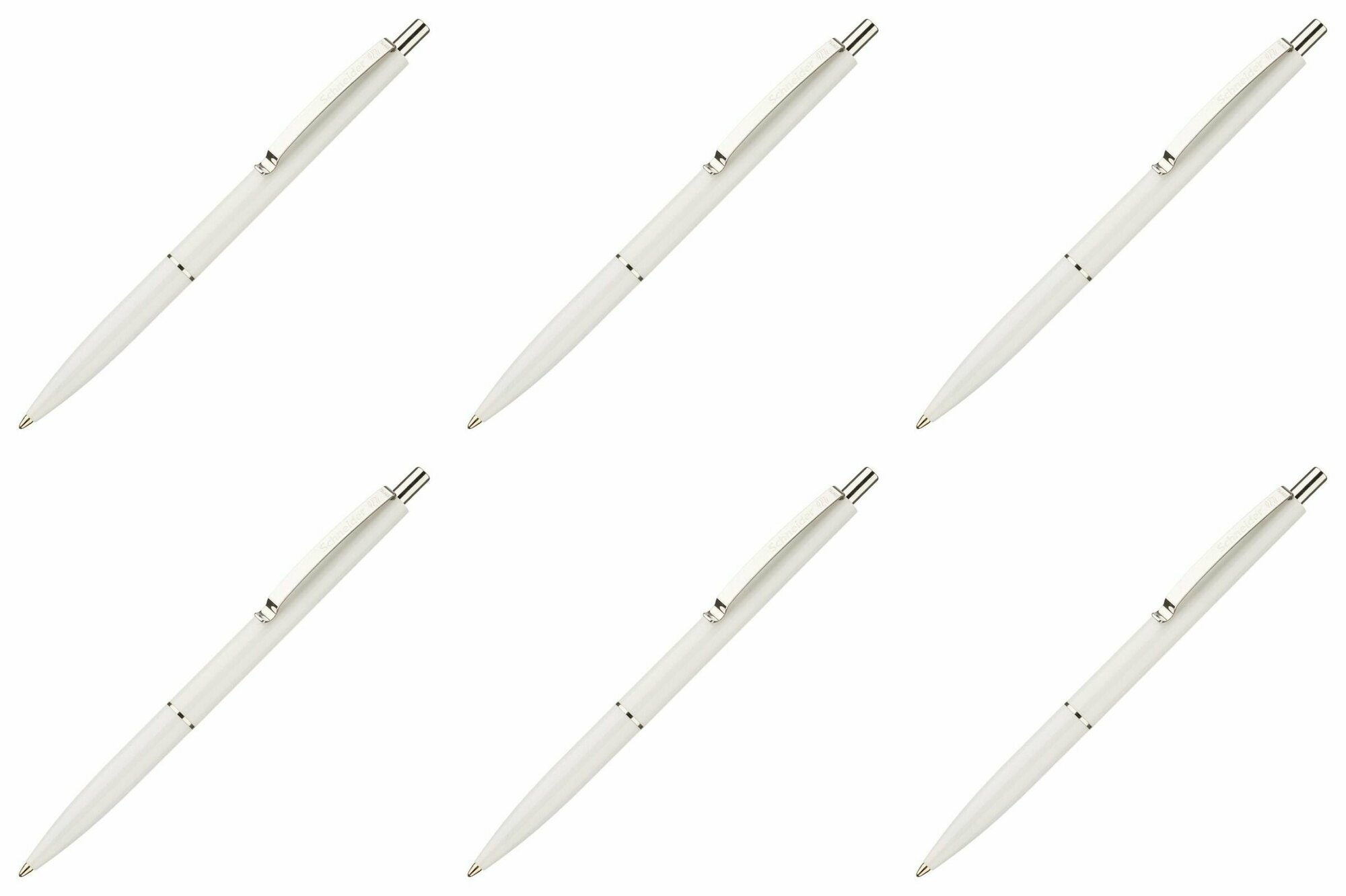 Schneider Ручка шариковая автоматическая, белый корпус, синий 6 шт