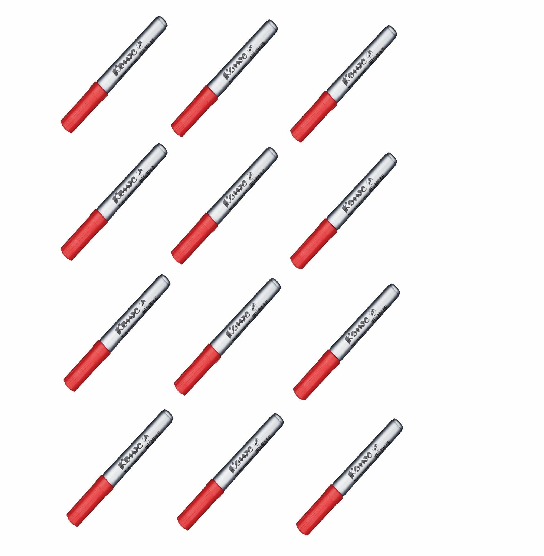 Комус Маркер перманентный, красный 1-4мм, круглый наконечник, 12 уп
