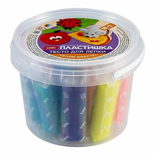 LORI Пластишка Тесто для лепки (18 цветов по 24гр, с формочкой, в ведерке, от 4 лет) Тдл045, (ООО "7-Я")