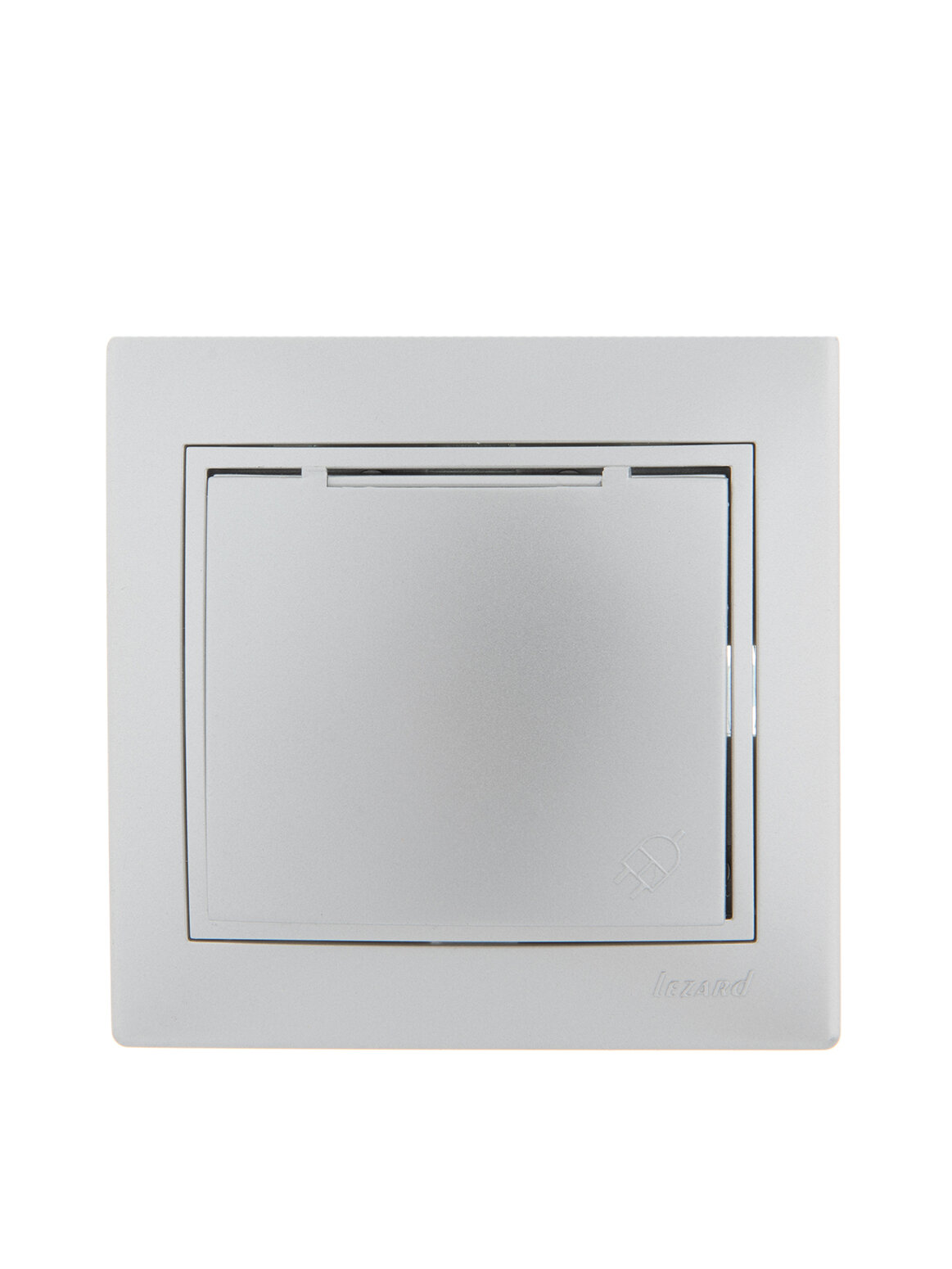 Розетка LEZARD MIRA с заземлением с крышкой керамика метал серый со вставкой