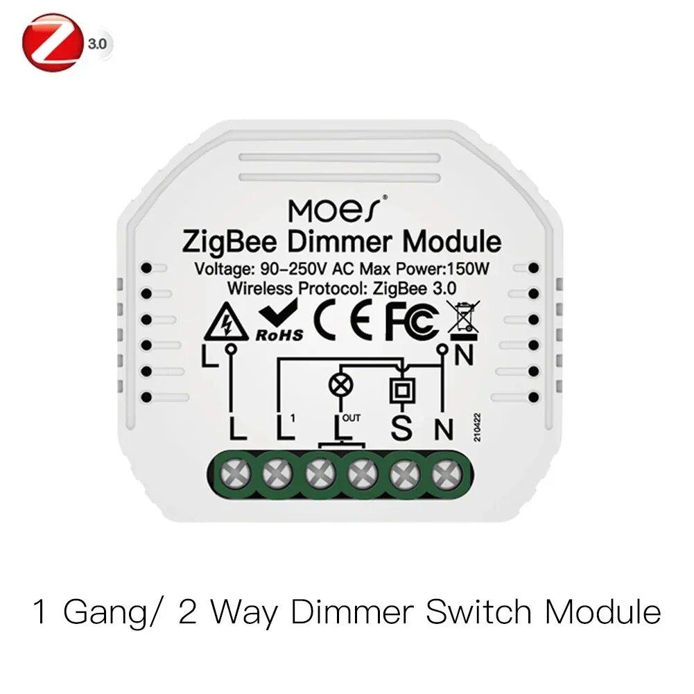 MOES Smart ZigBee Wi-Fi модуль переключателя ZB 1 Gang Dimmer