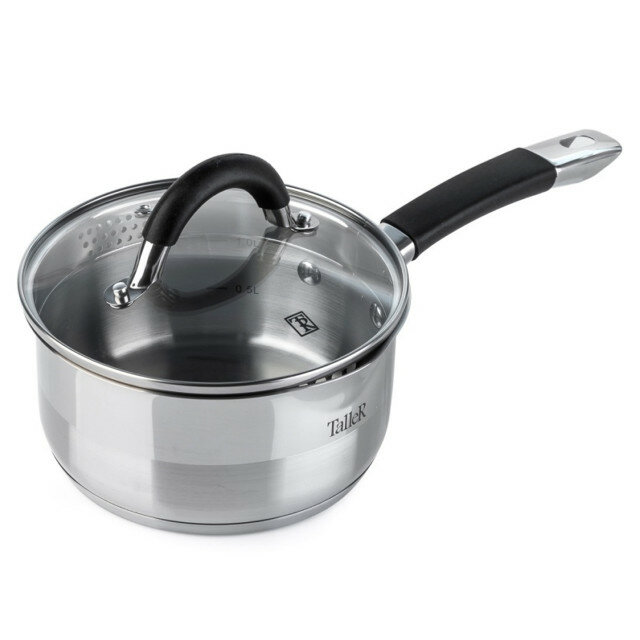 TALLER Телфорд ковш 1,5 л 16 см из нержавеющей стали со стеклянной крышкой для индукции
