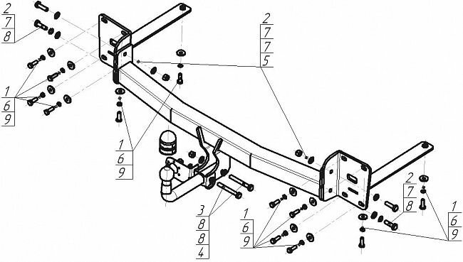 Фаркоп Motodor Volkswagen Teramont (оцинк. Шар) арт.92708-A
