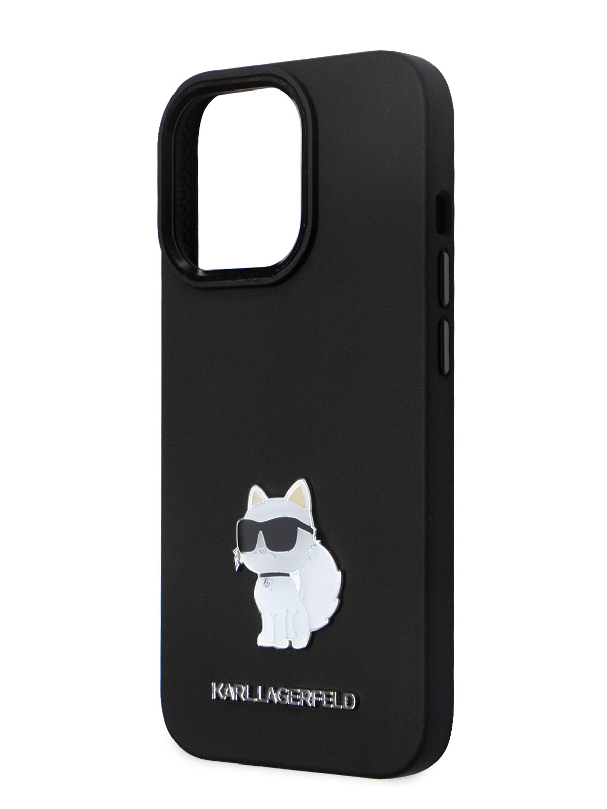 Lagerfeld для iPhone 13 Pro чехол Liquid silicone NFT Choupette metal pin Hard Black
