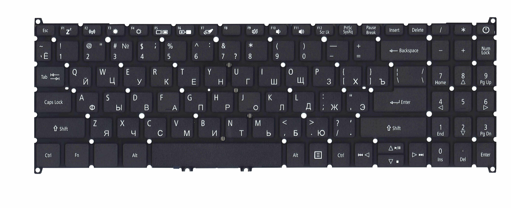 Клавиатура для ноутбука Acer Aspire 3 A315-55 черная без рамки