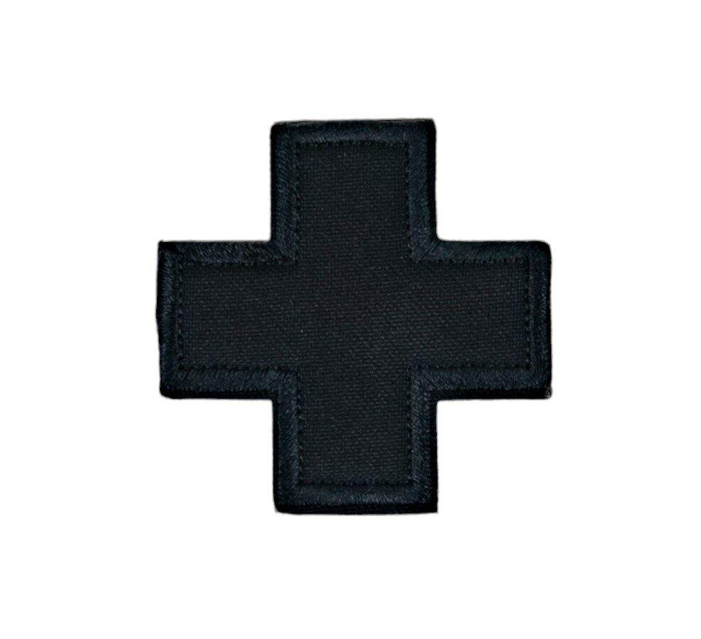Шеврон на липучке Strike "Черный крест медика без фона" 5см