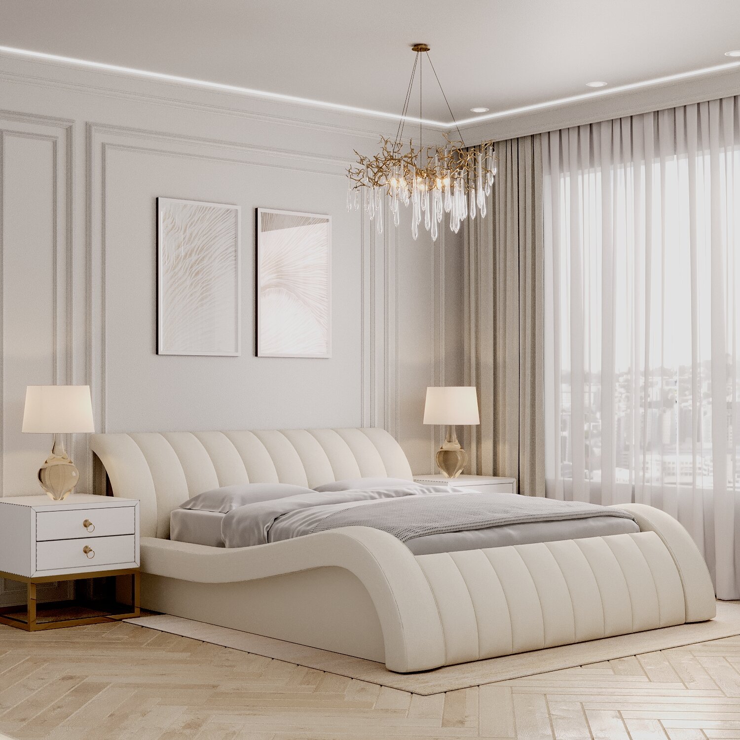 Кровать 200х200 двуспальная с подъемным механизмом и ящиком для белья