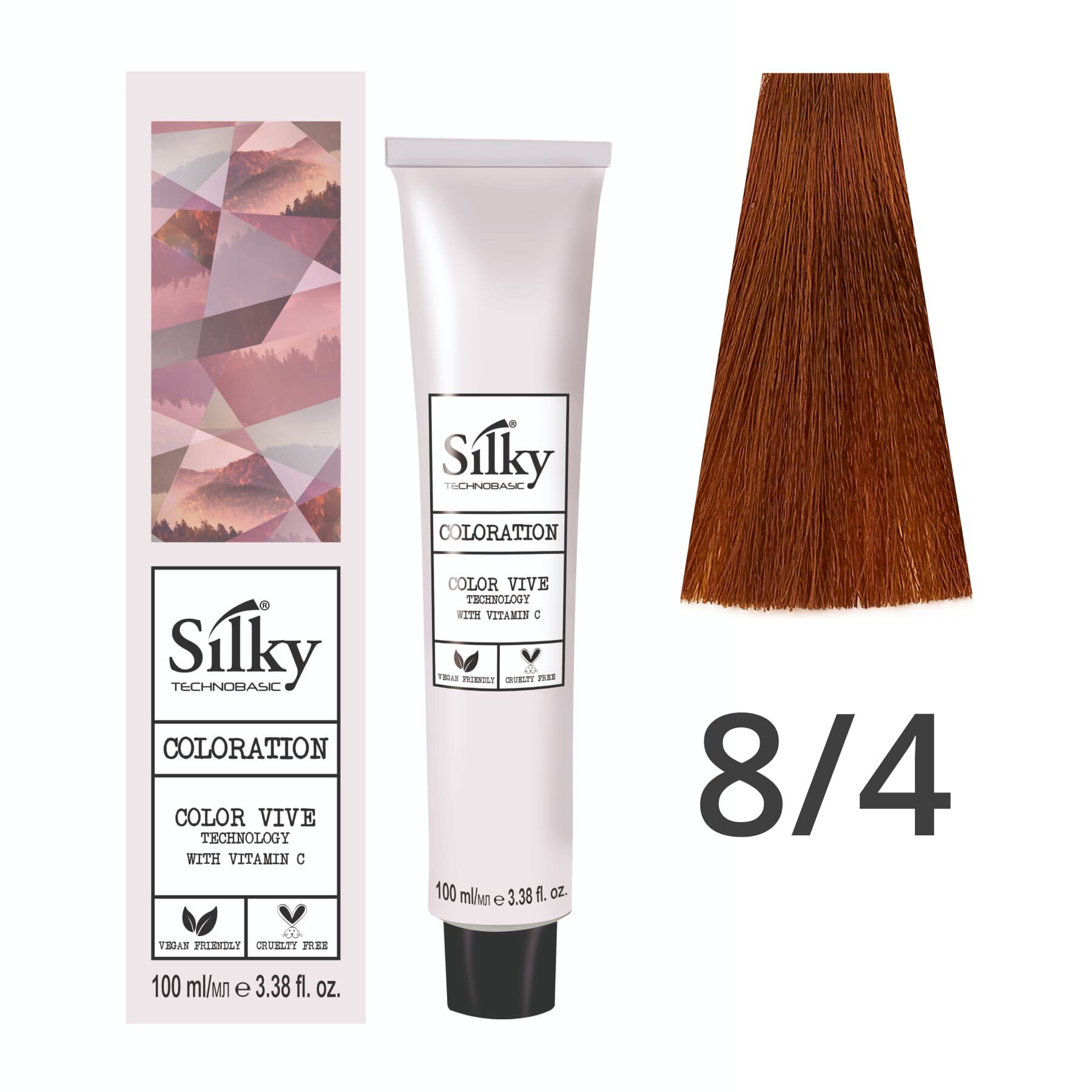 Краска для волос профессиональная Silky Color Vive/Ultralift 8/4 Светлый русый Медный, 100 мл