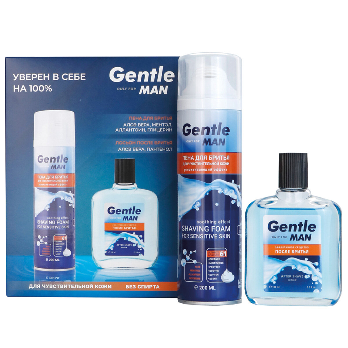 Подарочный набор мужчине Today Parfum Gentle Пена для бритья 200мл + Лосьон после бритья 100мл