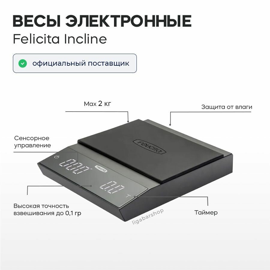 Весы кухонные Felicita incline черные, электронные весы настольные