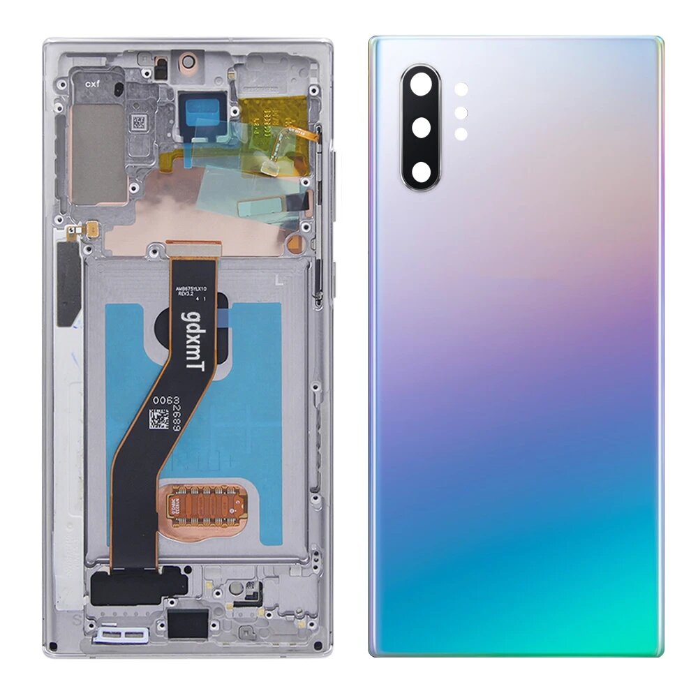 AMOLED ЖК-дисплей с рамкой для SAMSUNG Note 10 Plus, ЖК-дисплей SM-N975F, SM-N975U, сменный преобразователь сенсорного экрана в сборе Silver Frame Cover