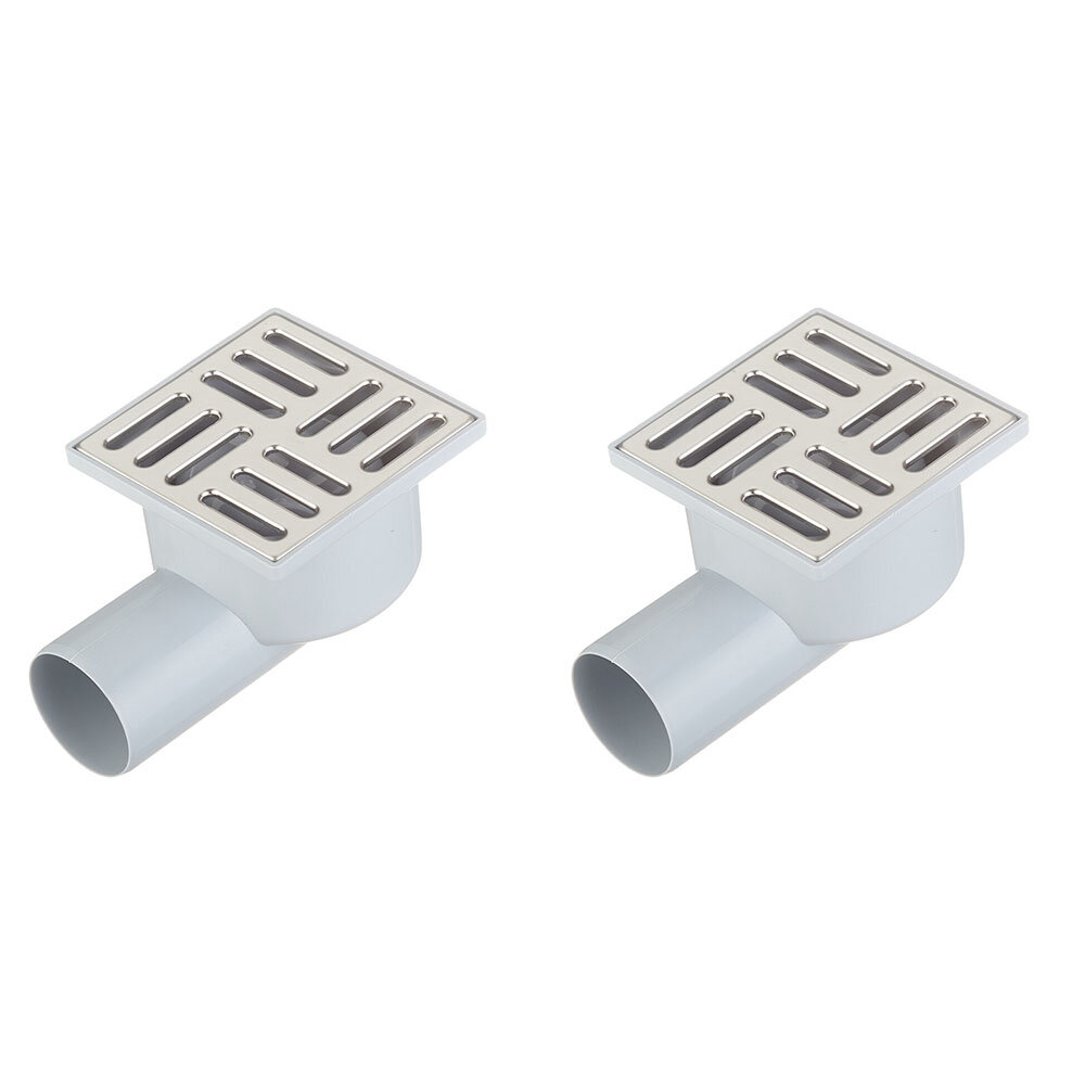 Трап душевой горизонтальный с сухим затвором 100х100 мм d50 мм решетка из нержавеющей стали (2 шт.)