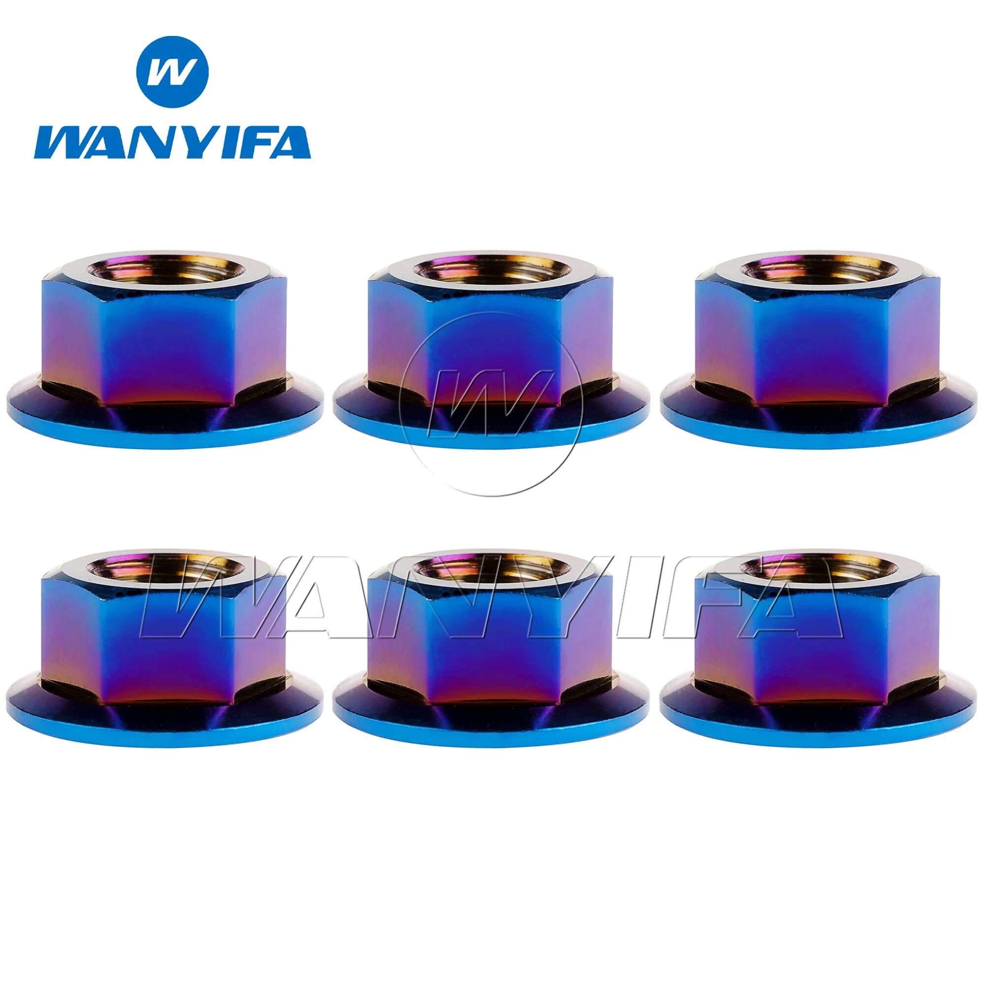 Титановые гайки Wanyifa M5 M6 M8 M10 M12 M14 M16 6 шт. M12 Pitch 1.5, Burnt blue