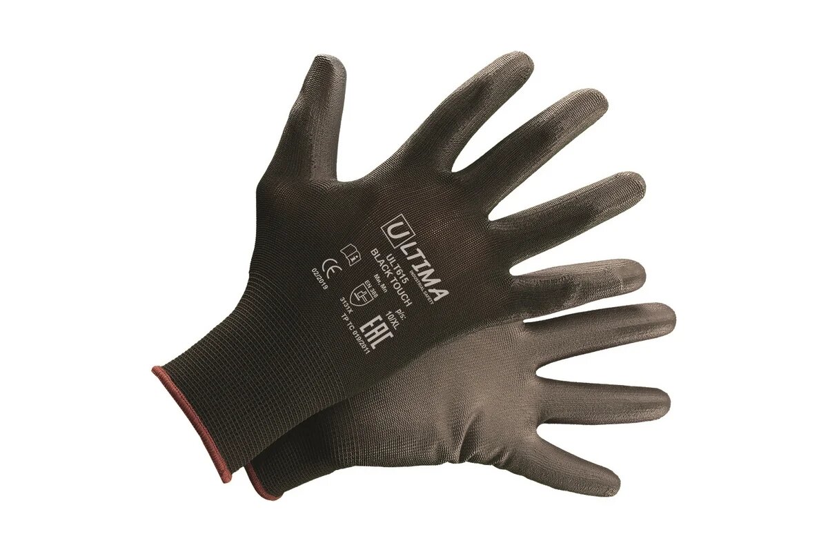 ULTIMA BLACK TOUCH Нейлоновые перчатки с полиуретановым покрытием ULT615/XXL черные