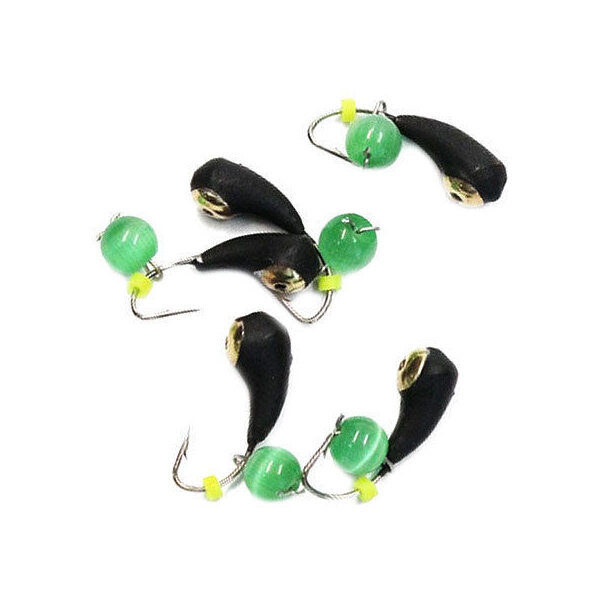 Мормышка вольфрамовая Yaman "Уралка с отверстием, с латунной коронкой" (Зеленый кошачий глаз), 1 г, d=4 мм Я-МР1312