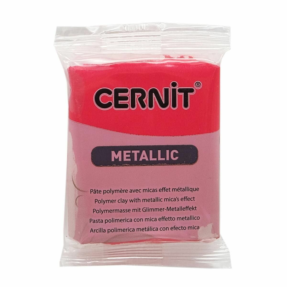 Пластика Cernit "Metallic", полимерная, запекаемая, цвет 400, красная, 56 г, CE0870056