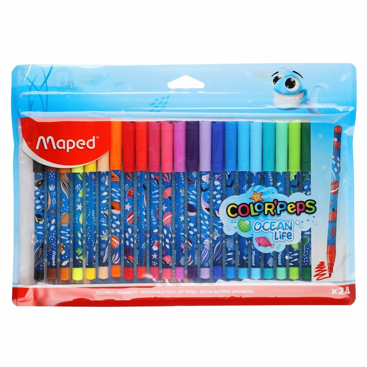 Фломастеры Maped 24 цвета COLOR'PEPS OCEAN LIFE суперсмываемые (845703)