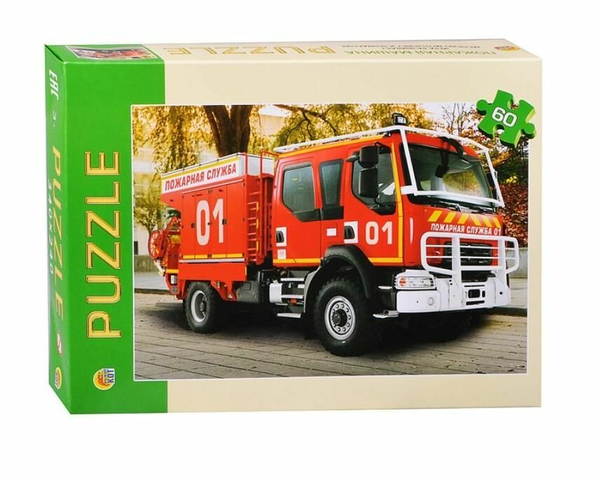 Пазл Рыжий кот "Пожарная машина", 60 элементов (978-5-378-21263-30)