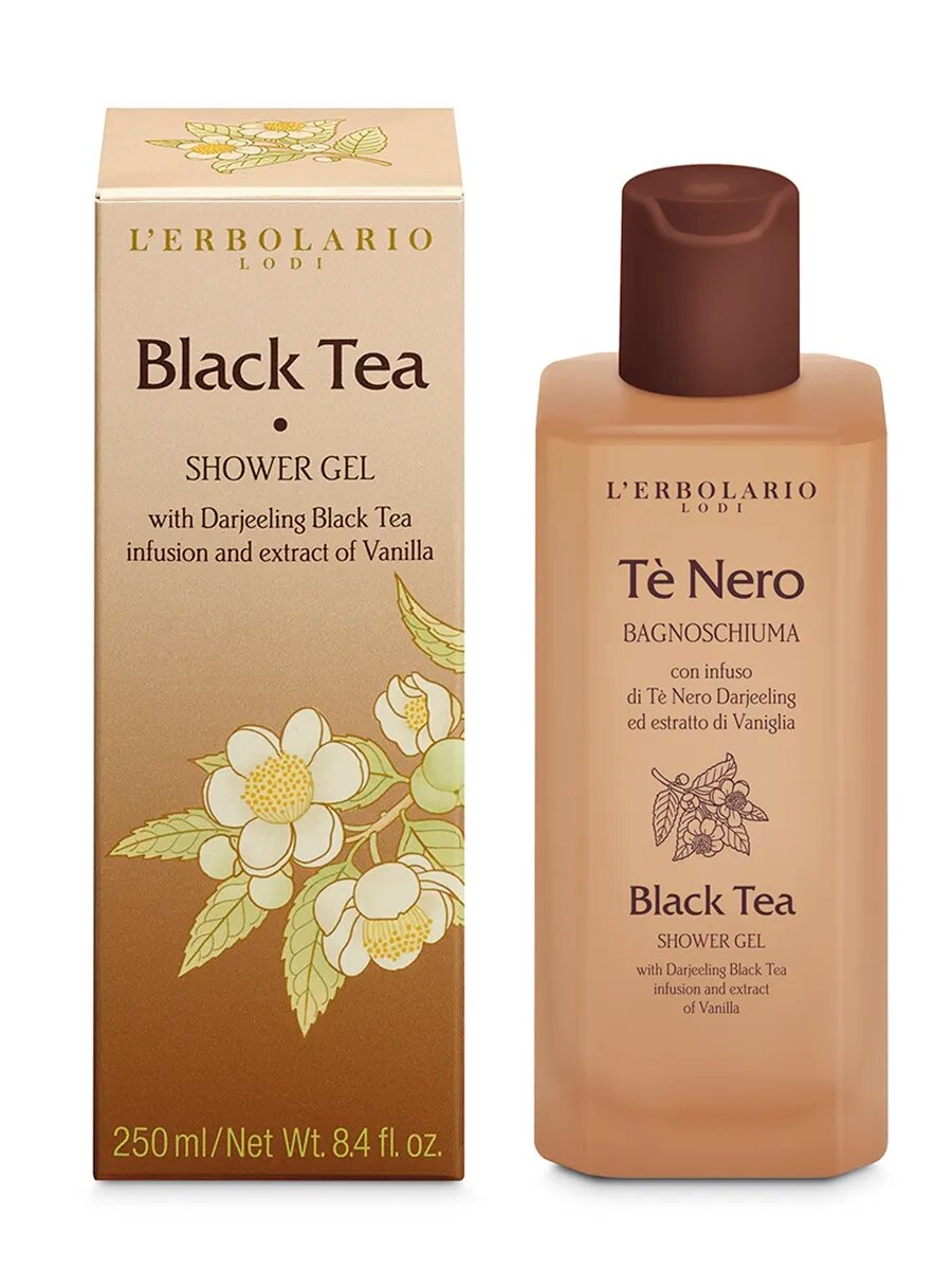 Гель для душа L'ERBOLARIO BLACK TEA, увлажняющий, без сульфатов, 250мл