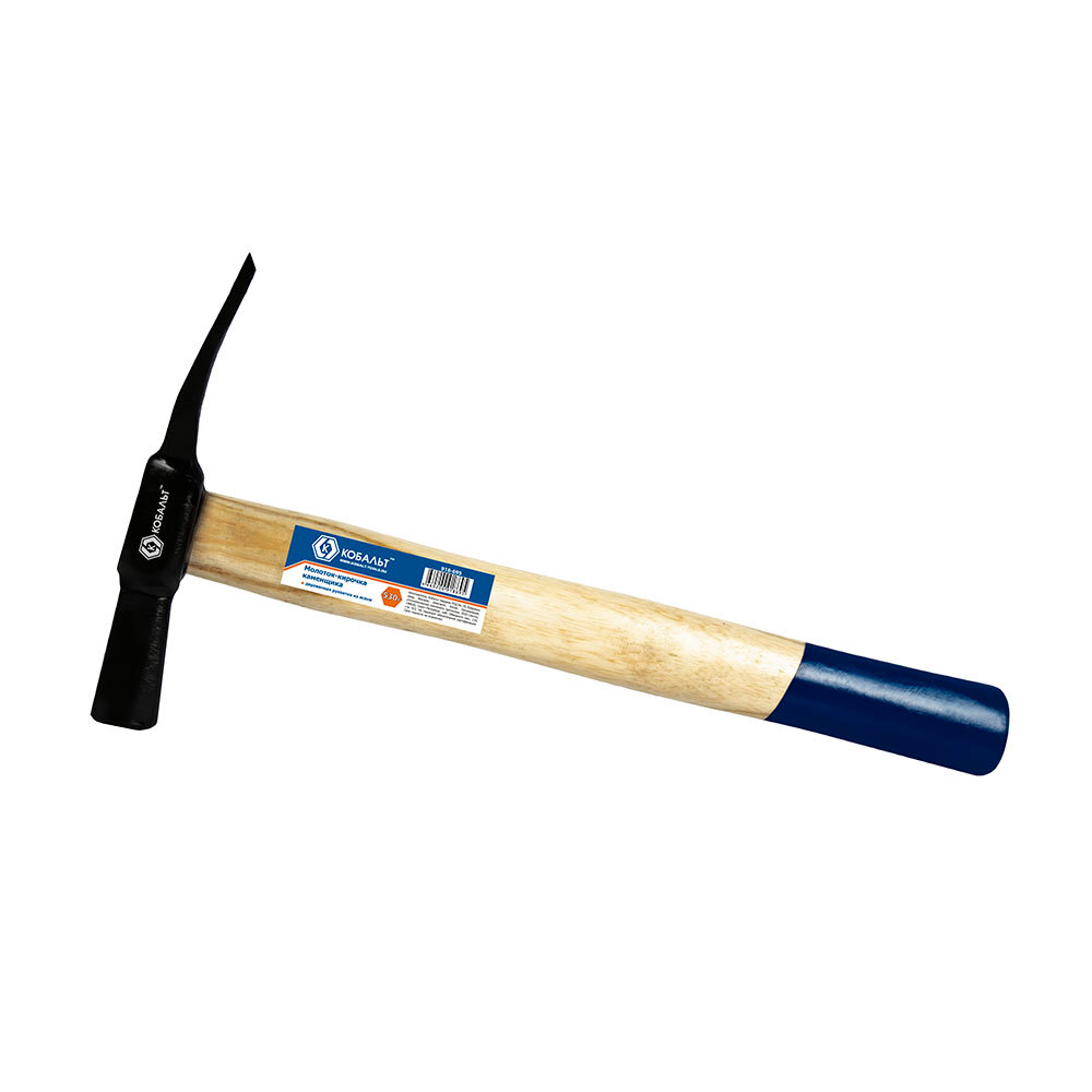 Молоток-кирочка каменщика 350 г. (деревянная ручка) кобальт 918-695