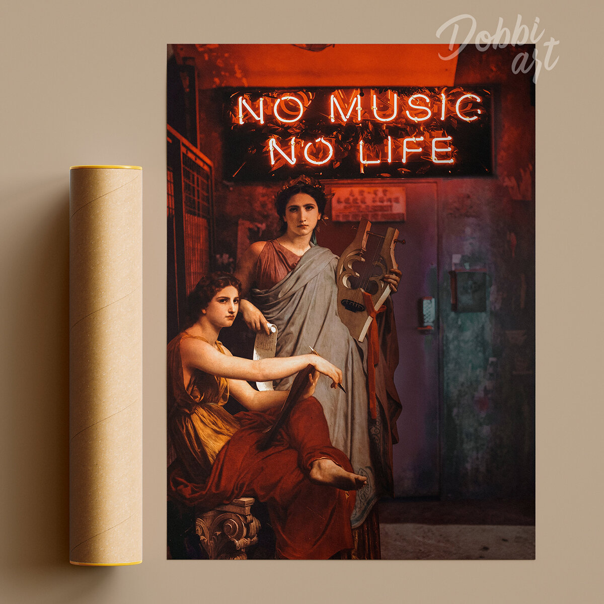 Постер Стрит Арт винтажный надпись 30х40 см/ Плакат портрет девушки винтаж/ Неоновая надпись/ Ренессанс/ Граффити Стрит Арт Street Art искусство/ Постер для интерьера дома, офиса, бара, кафе/ Современный стильный плакат