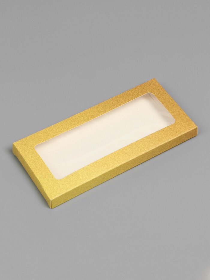 Подарочная коробка под плитку шоколада, с окном, золотая, 17×8×1.4 см, 5 шт.