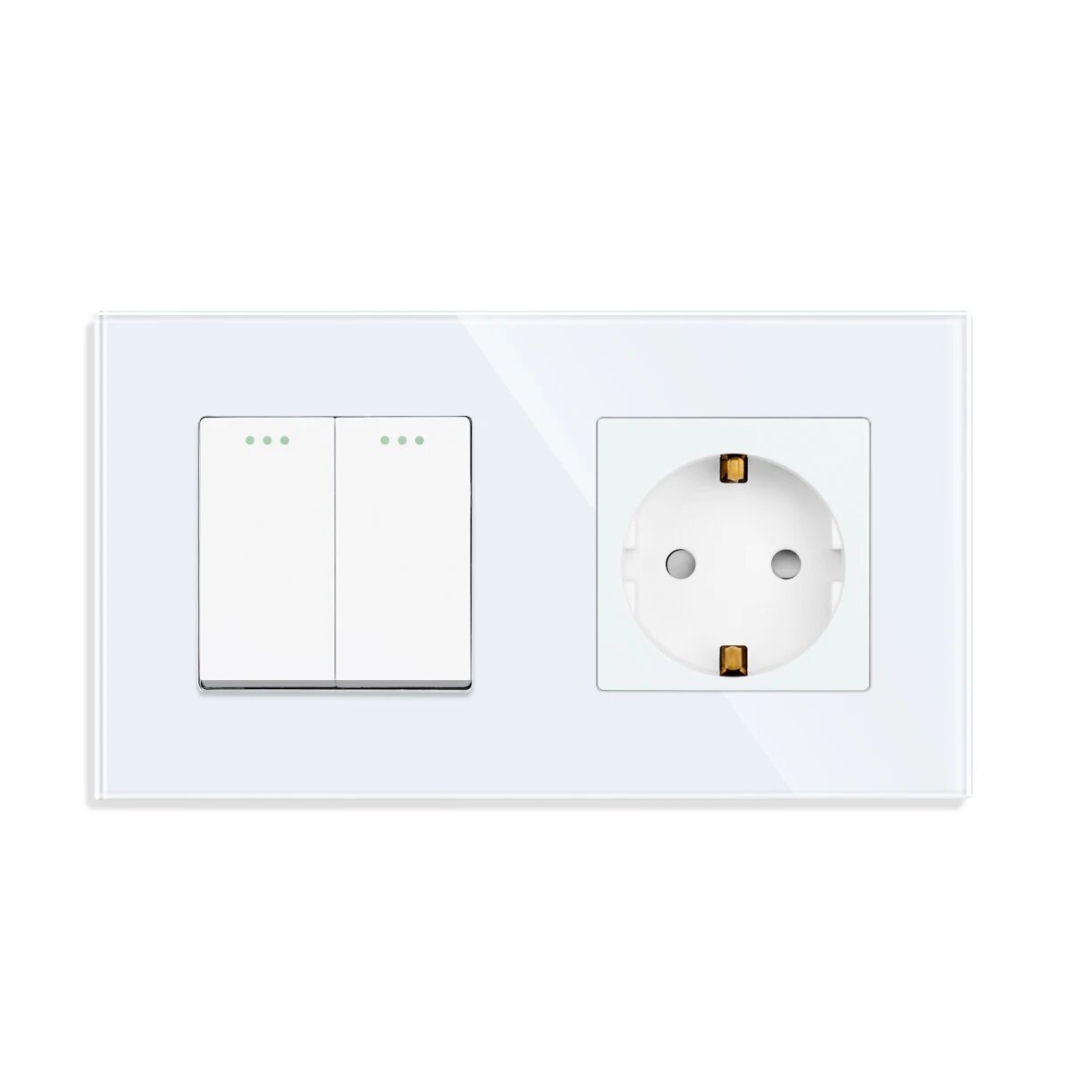 Переключатель с розеткой Bingoelec 2way, 2gang eu