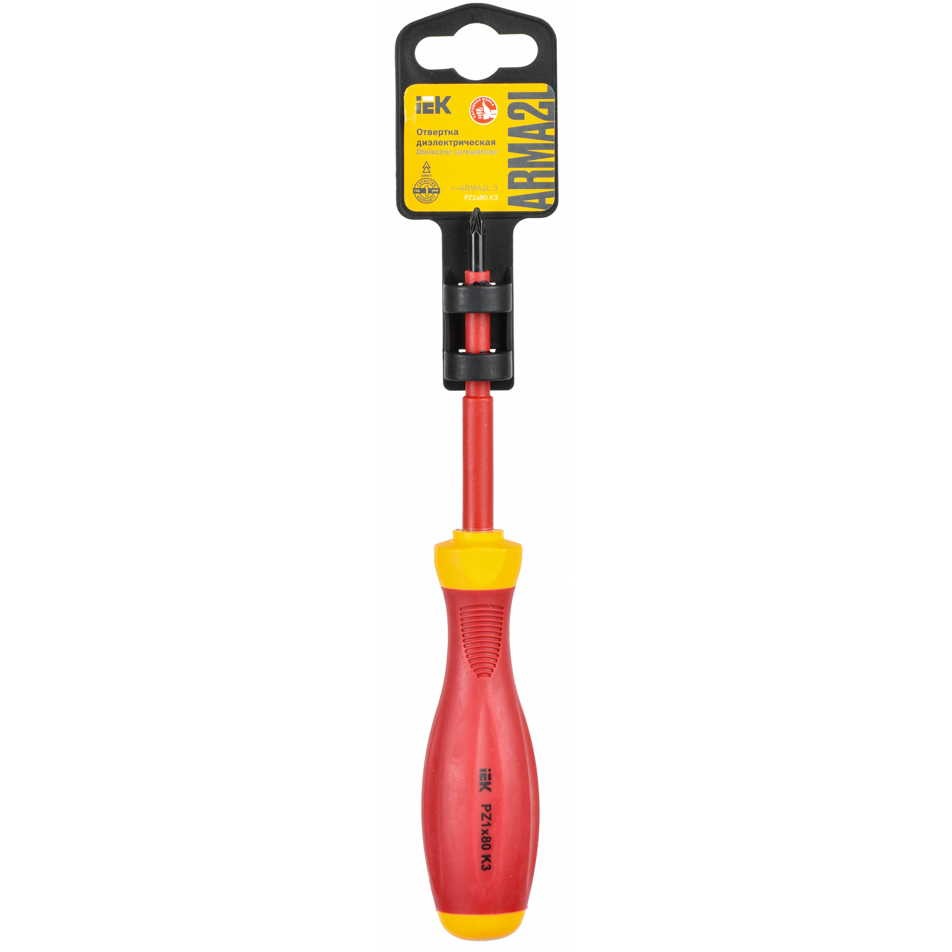 ARMA2L 3 Отвертка диэлектрическая PZ1х80 K3, IEK A2L3-SC30-K3-PZ-10-080 (1 шт.)