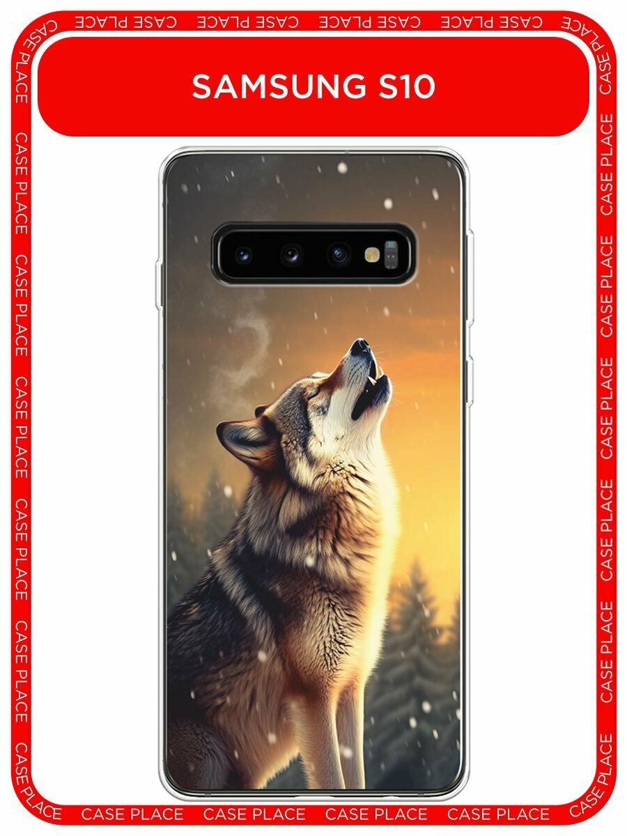 Чехол на Samsung Galaxy S10 / Самсунг Галакси S10 с принтом "Воющий волк"