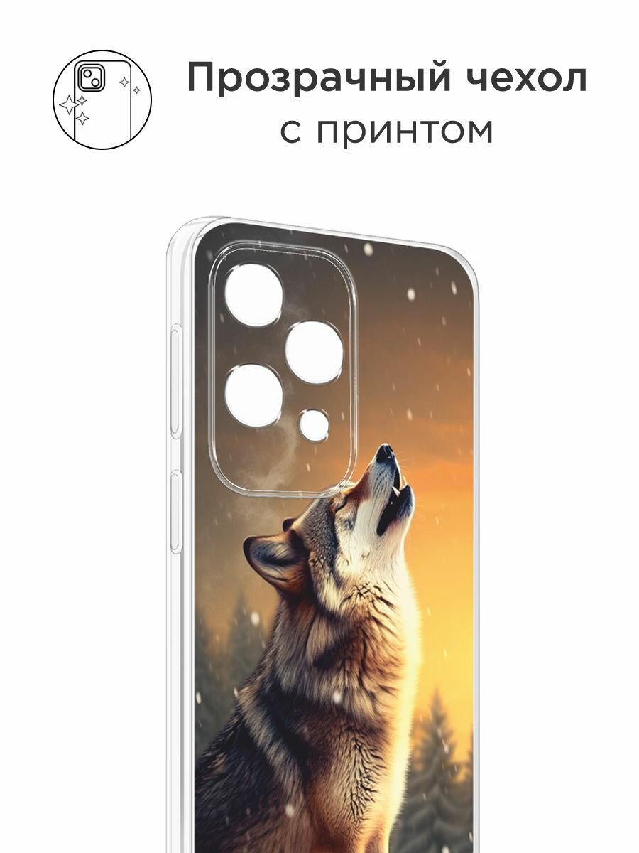 Силиконовый чехол на Honor 400 / Хонор 400 с принтом "Воющий волк" — фото 1