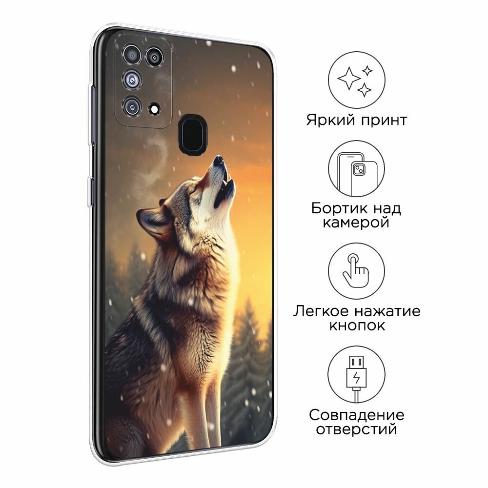 Чехол на Samsung Galaxy M31 / Самсунг Галакси М31 с принтом "Воющий волк" — фото 1