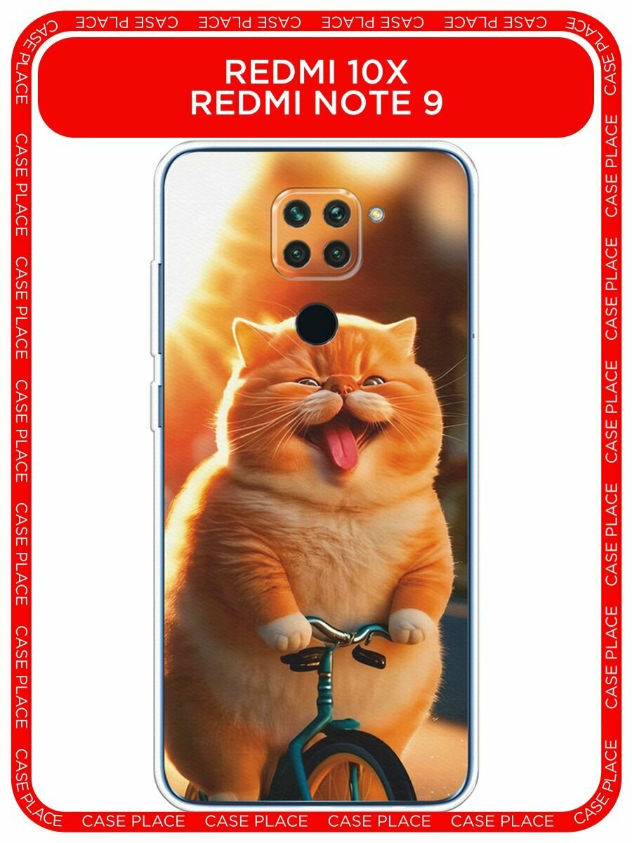 Чехол на Xiaomi Redmi 10X/Note 9 / Сяоми Редми 10Х/Редми Нот 9 с принтом "Кот на велике"